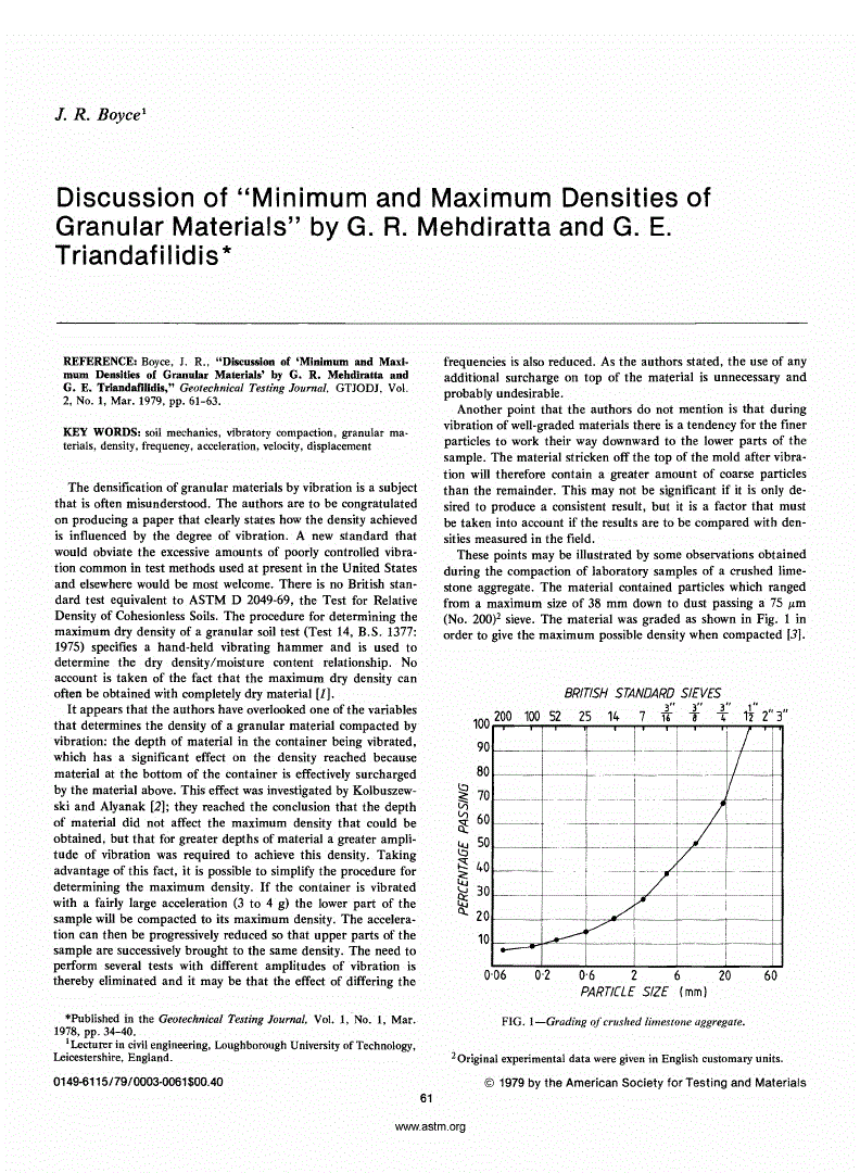 Discussion of “Minimum and Maximum Densities of Granular Materials” by ...