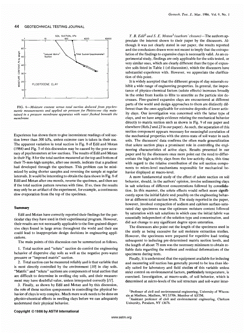 Closure to ℌDiscussion of ‘Evaluation of Soil Suction Components’ by B ...